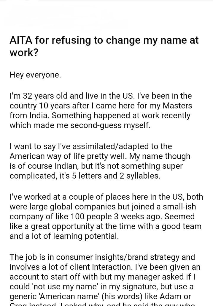 AITA for refusing to change my name at work? – DJOTD.com