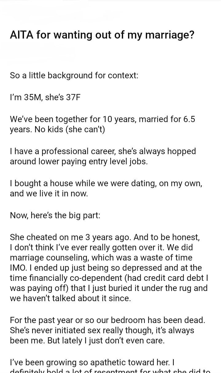 AITA for wanting out of my marriage? – DJOTD.com