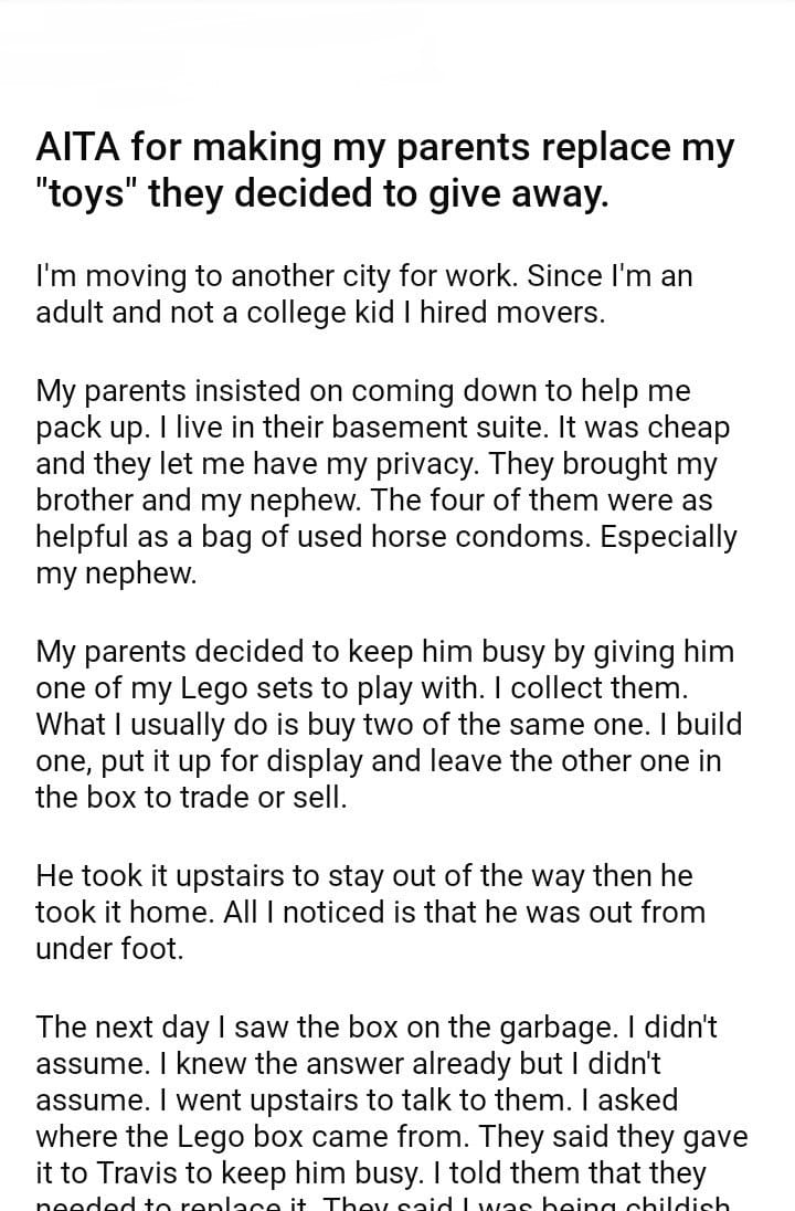 AITA for making my parents replace my “toys” – DJOTD.com