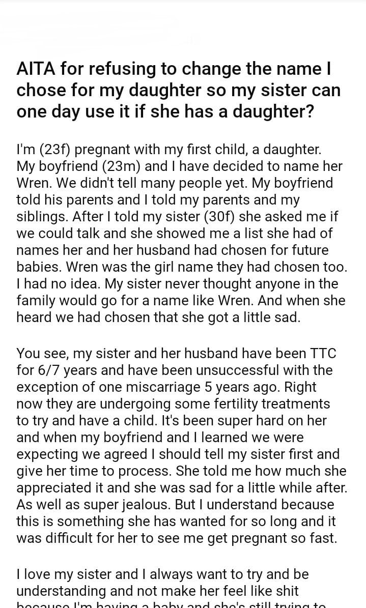 AITA for refusing to change the name I chose for my daughter – DJOTD.com