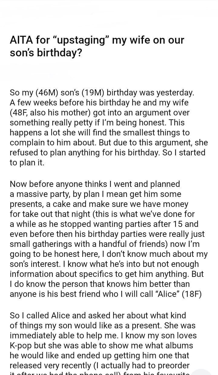 AITA for “upstaging” my wife on our son’s birthday? – DJOTD.com