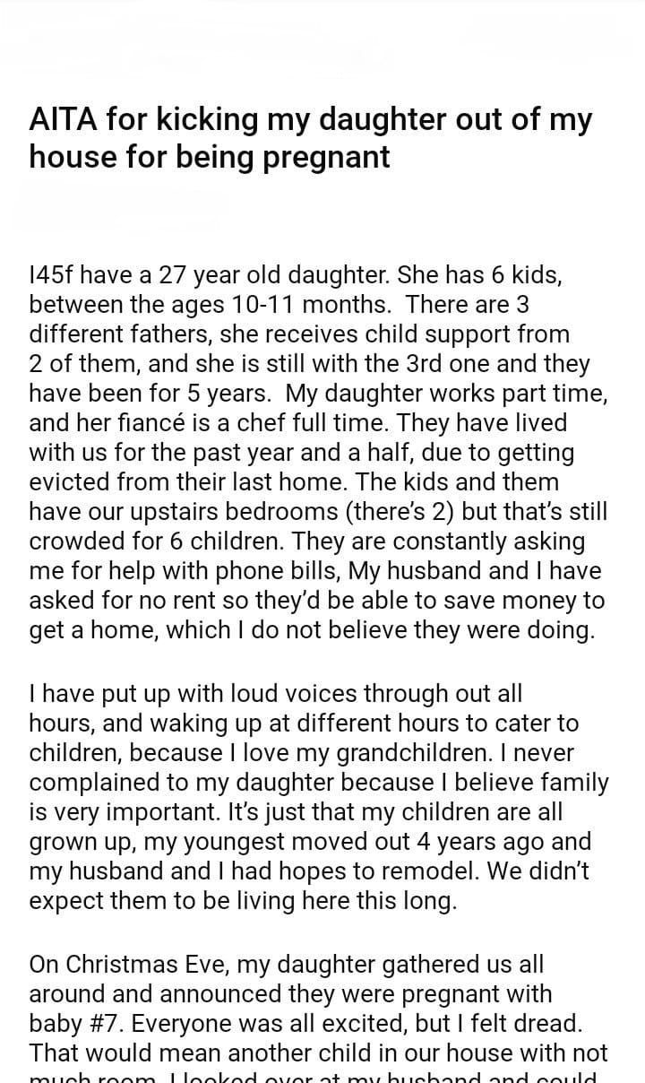 AITA for my daughter out of my house for being pregnant – DJOTD.com
