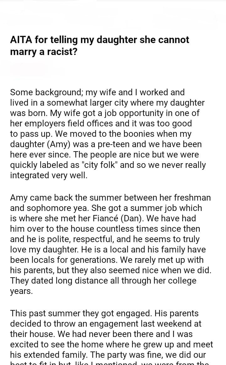 AITA for telling my daughter she cannot marry – DJOTD.com