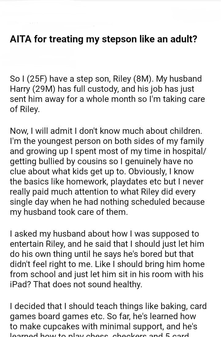 Aita For Treating My Stepson Like An Adult
