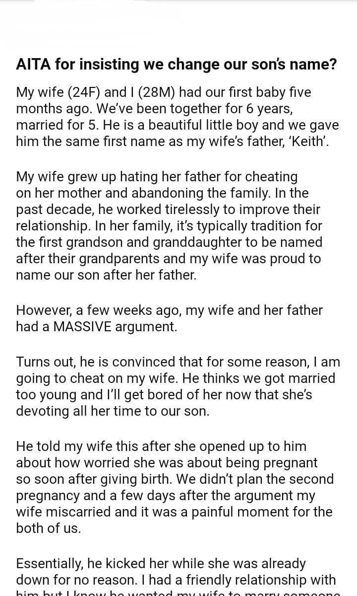 AITA for insisting we change our son’s name? – DJOTD.com