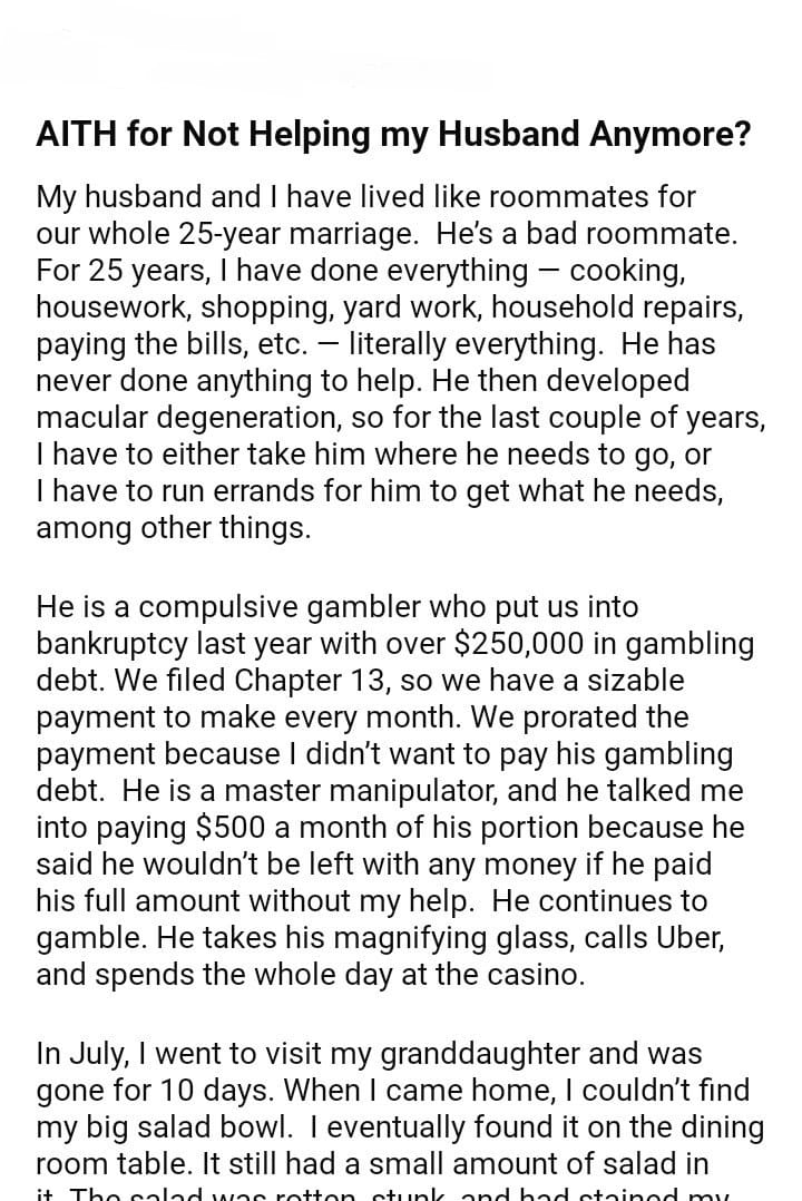 AITH for Not Helping my Husband Anymore? – DJOTD.com