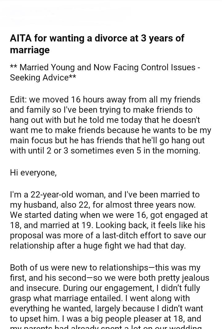 AITA for wanting a divorce at 3 years of marriage – DJOTD.com