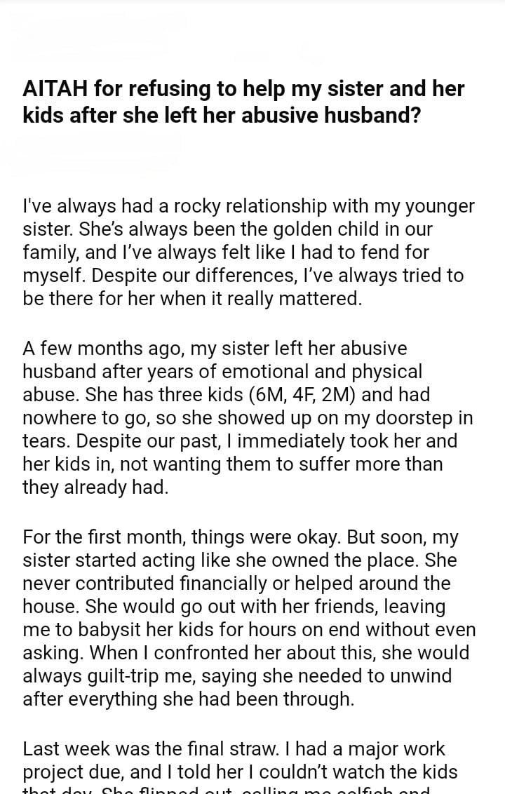 AITAH for refusing to help my sister and her kids – DJOTD.com