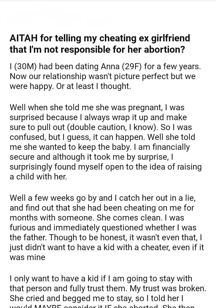 Aitah For Telling My Ex Girlfriend That Im Not Responsible