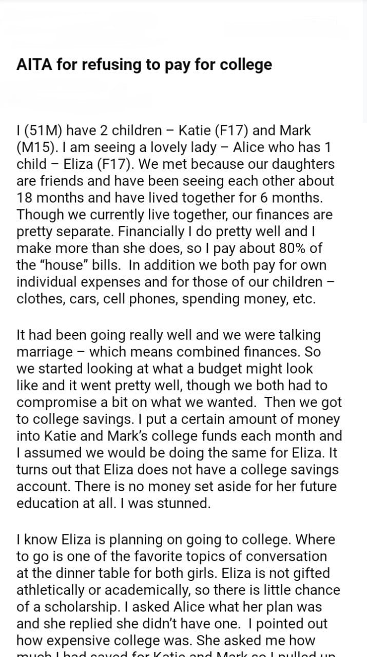 AITA for refusing to pay for college – DJOTD.com