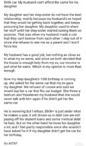 AITA for refusing to buy my step-daughter a car like my daughter’s? – DJOTD.com