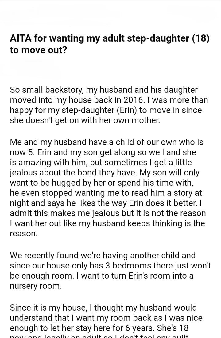 Aita For Wanting My Step Daughter To Move Out