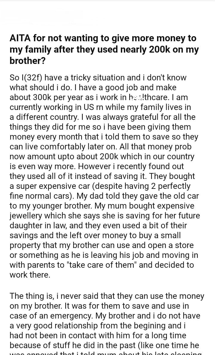 AITA for not wanting to give more money to my family – DJOTD.com AITA for not wanting to give more money to my family – DJOTD.com