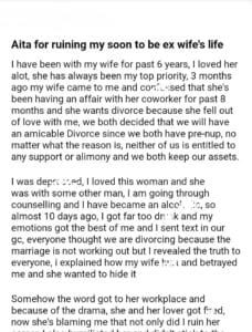Aita for ruining my soon to be ex wife’s life – DJOTD.com