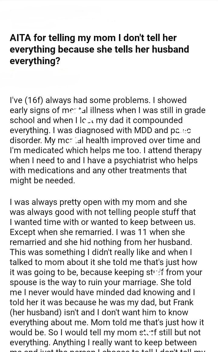 AITA for telling my mom I don’t tell her everything – DJOTD.com