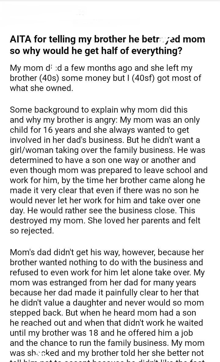 AITA for my brother he won’t get half of everything? – DJOTD.com