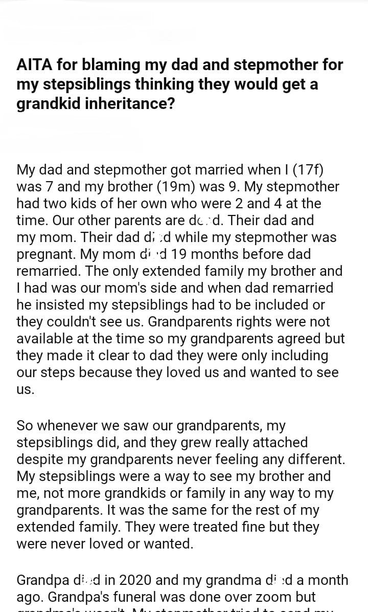Aita For Dad And Stepmother For My Stepsiblings Thinking