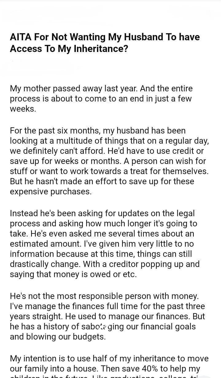 AITA For My Husband To have Access – DJOTD.com