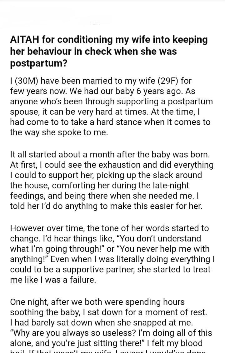 AITAH for my postpartum wife – DJOTD.com