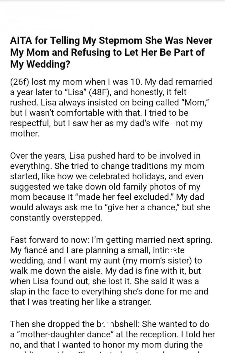 Aita For My Stepmom To Be Part Of My Wedding