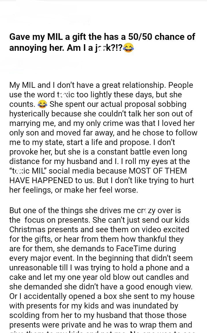 AITA for my MIL a gift – DJOTD.com