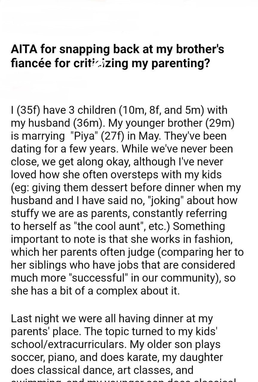 AITA for my brother’s fiancée – DJOTD.com